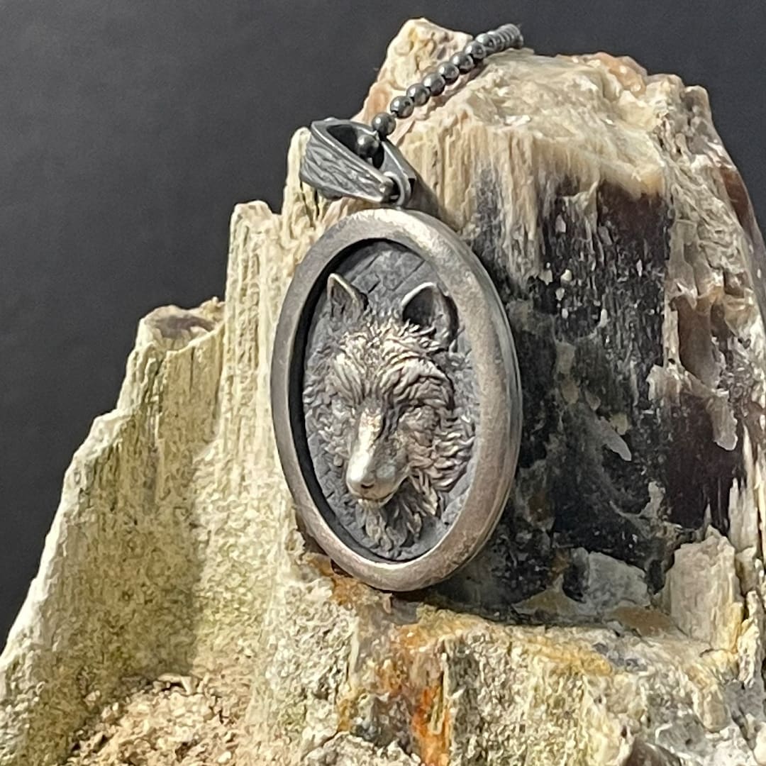 Solid Silver Wolf Pendant ,custom Made Wolf Necklace With Exclusive ...