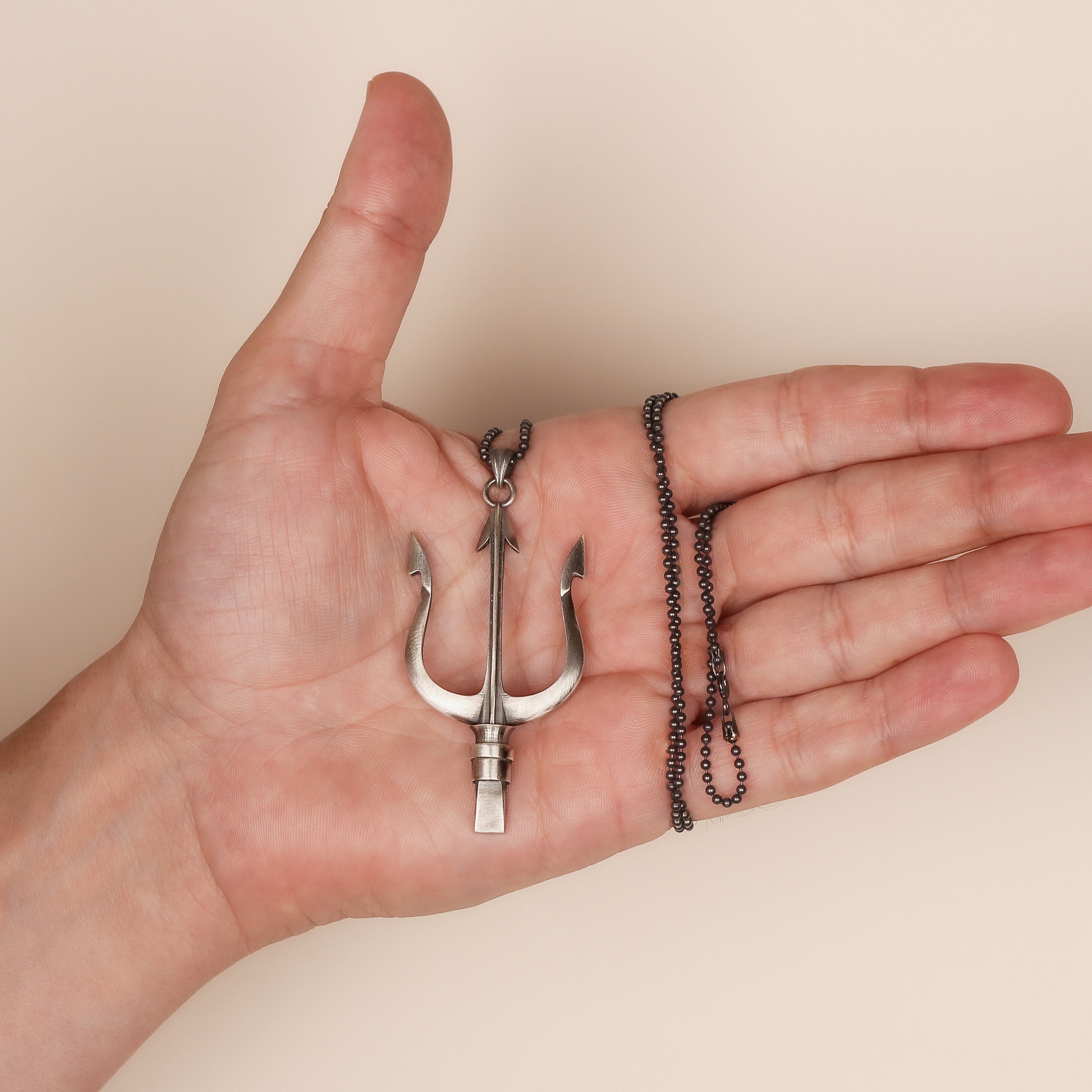 925K Silver Poseidon Trident Necklace for Men Gothic Necklace - Etsy