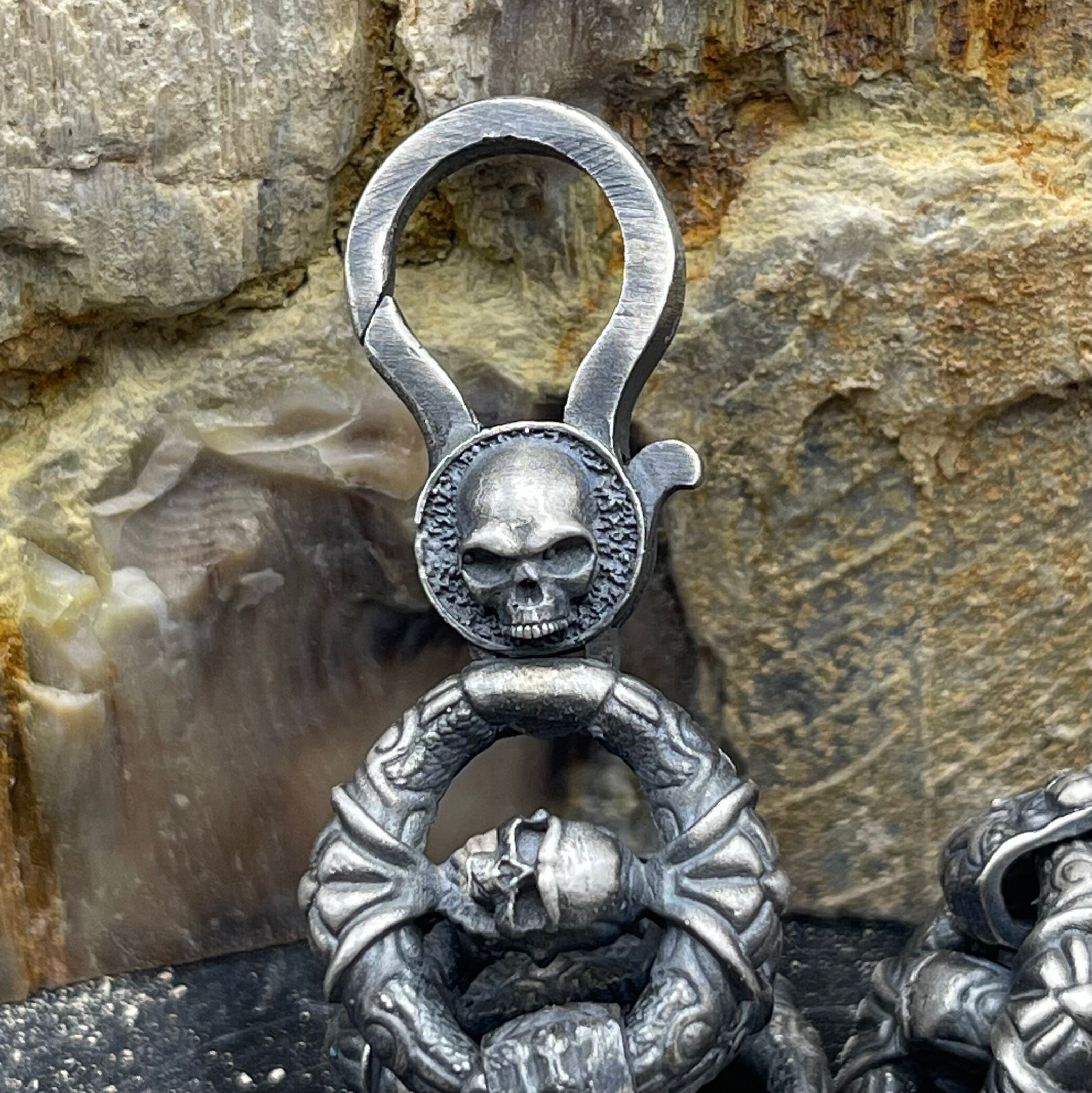 Sterling Silver Skull Bracelet, Gothic Style Skull Chain Bracelet ...