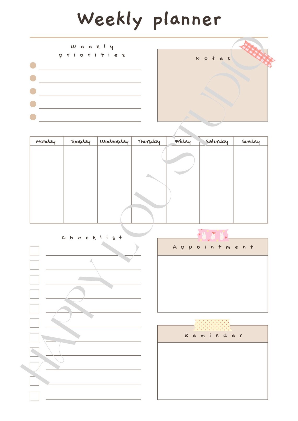 A4 Weekly Planner Printable | Weekly Planner | Weekly Schedule - Etsy