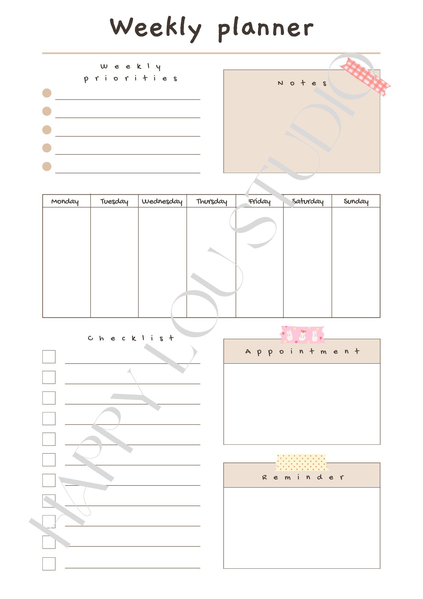 A4 Weekly Planner Printable | Weekly Planner | Weekly Schedule - Etsy