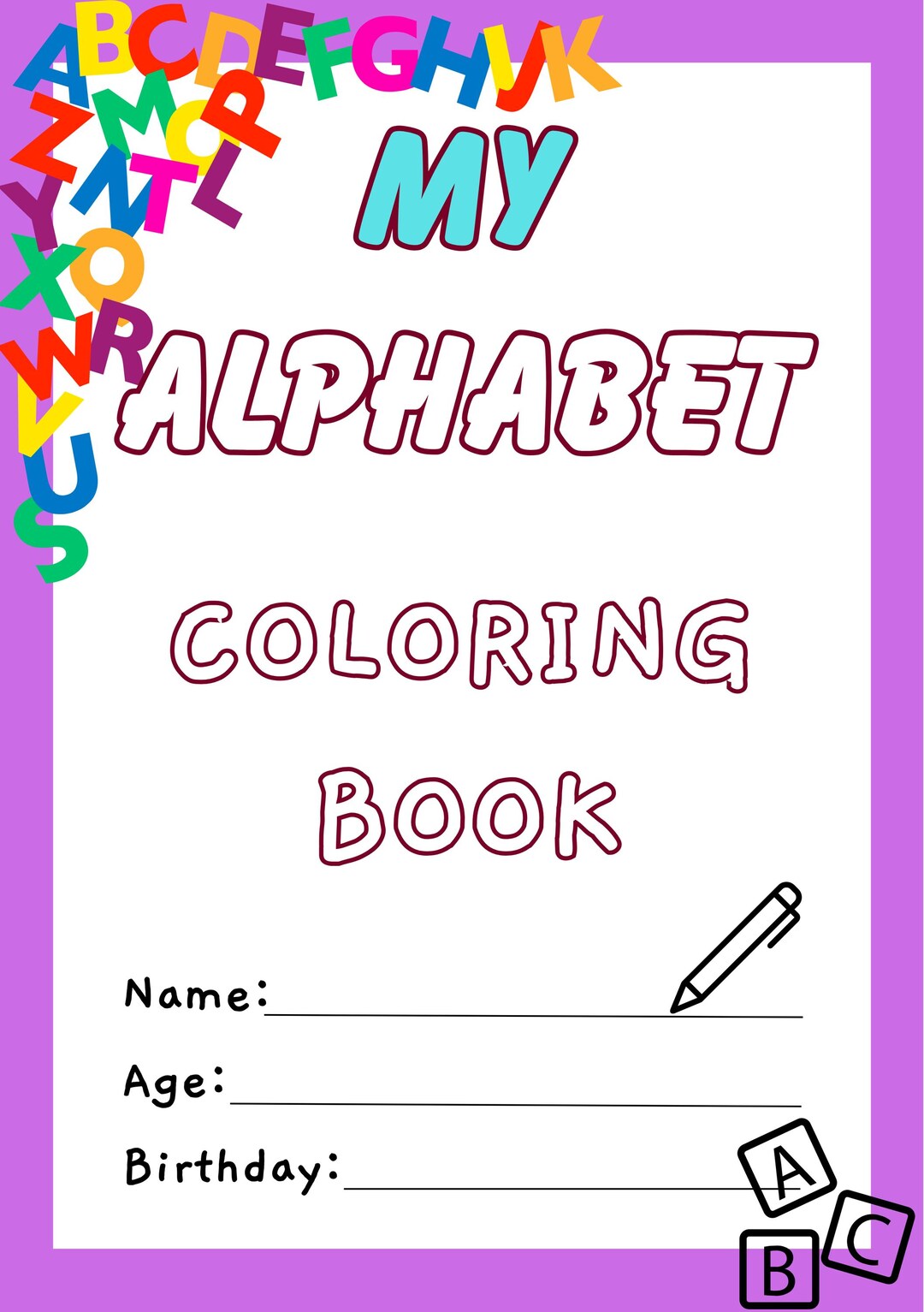 Alphabet Colouring Book for Kids A to Z With Objects, Food, and Animals ...