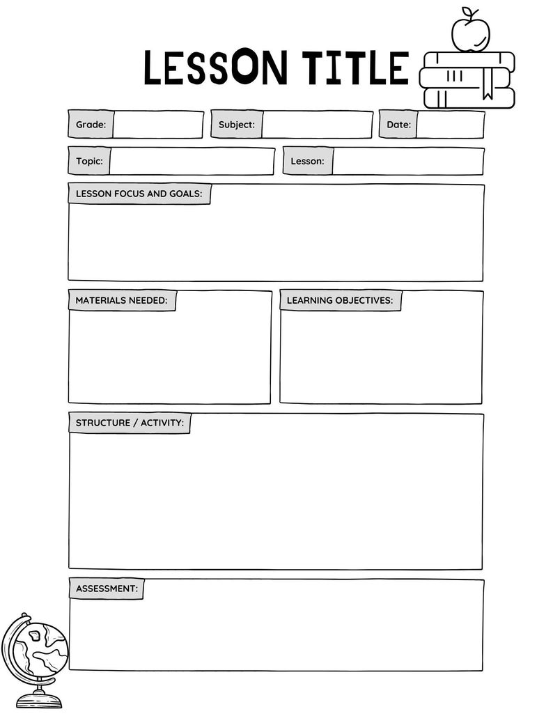 Black and White Simplistic Lesson Plan - Etsy