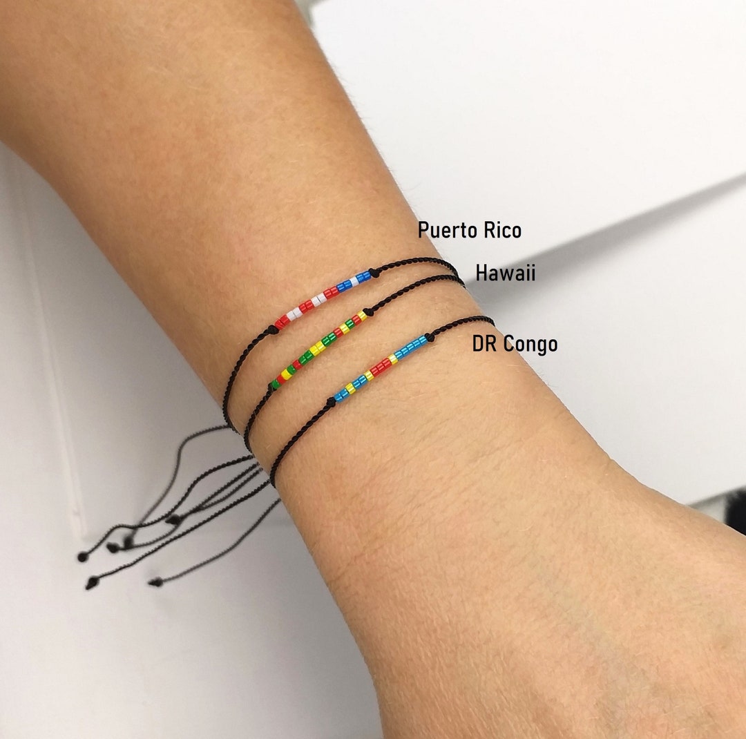Custom Flag Bracelet Congo Puerto Rico Hawaii Estonia Costa Rica Congo ...