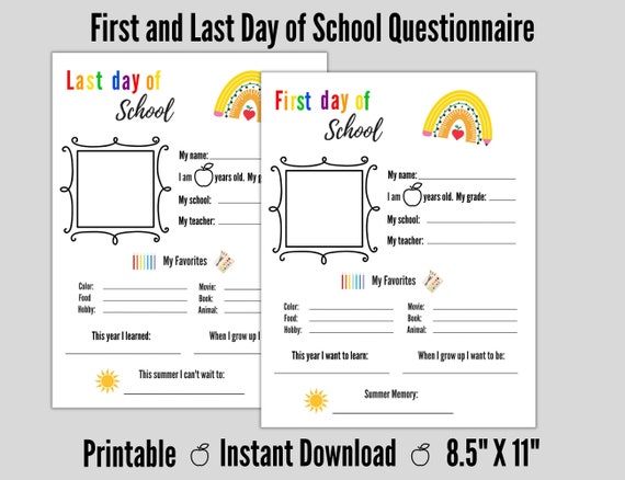 First and Last Day of School Printable First Day of School - Etsy