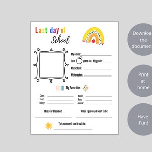 First and Last Day of School Printable, First Day of School ...