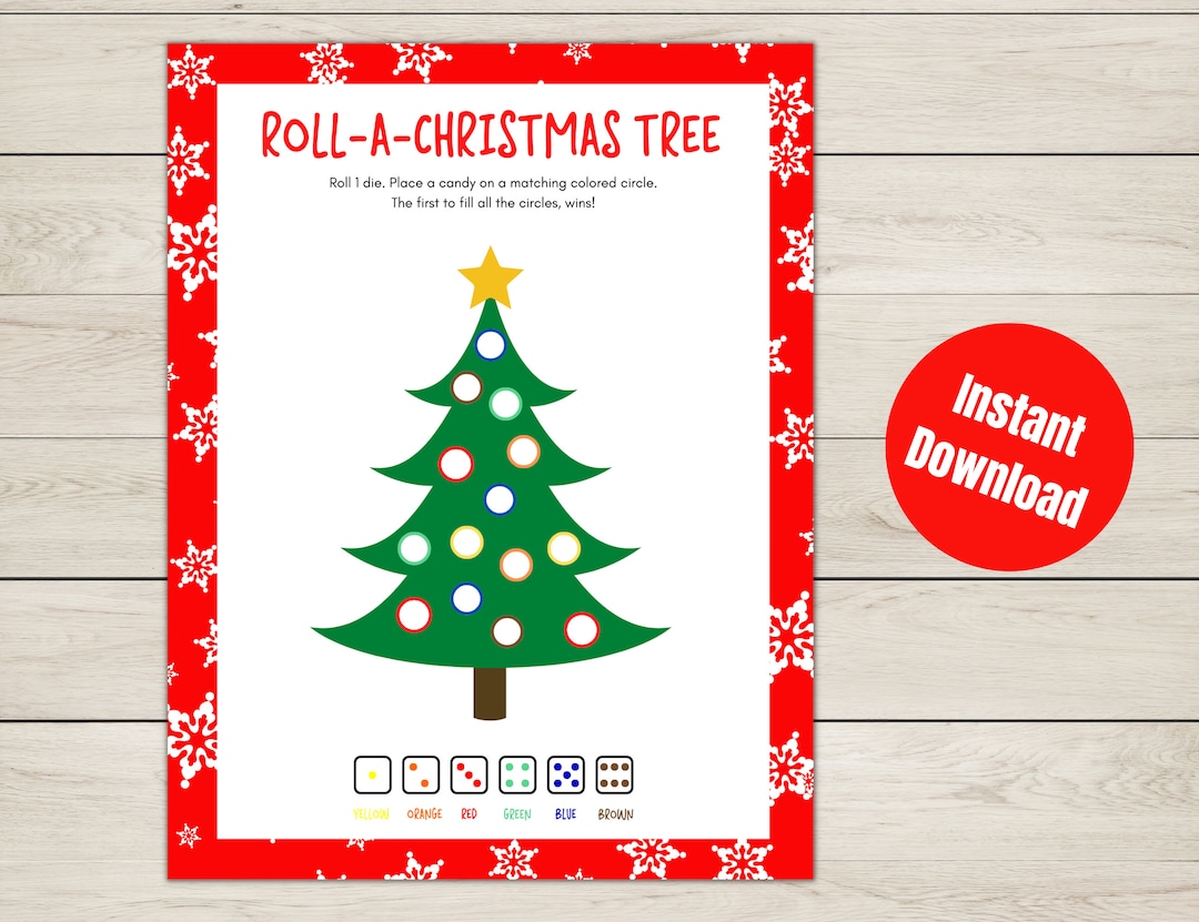 Roll-a-christmas Tree a Fun Christmas Game for Kids - Etsy