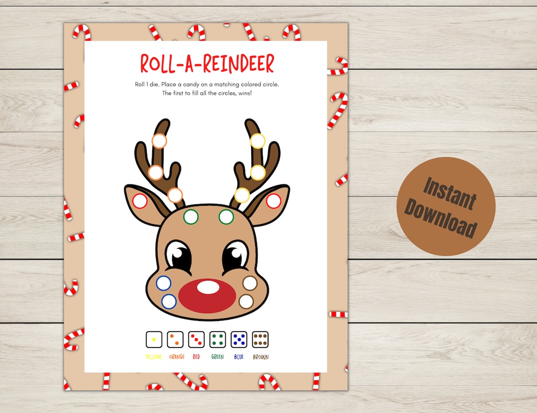 Roll-a-reindeer a Fun Christmas Game for Kids - Etsy