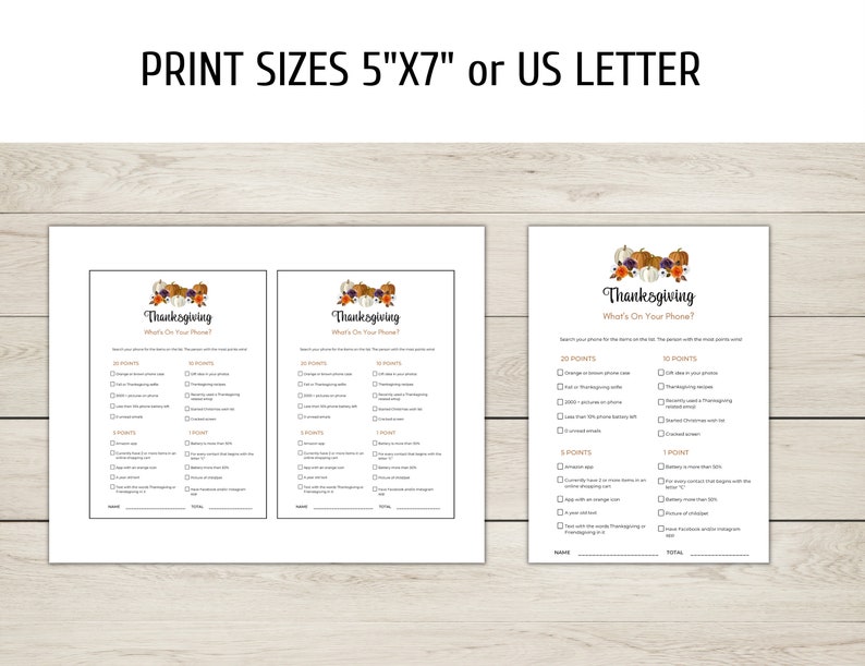 Printable Thanksgiving What's on Your Phone Game - Etsy