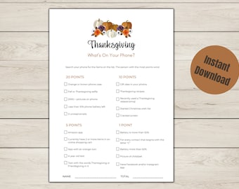 Thanksgiving What's on Your Phone Game | Phone Scavenger Hunt | What's ...