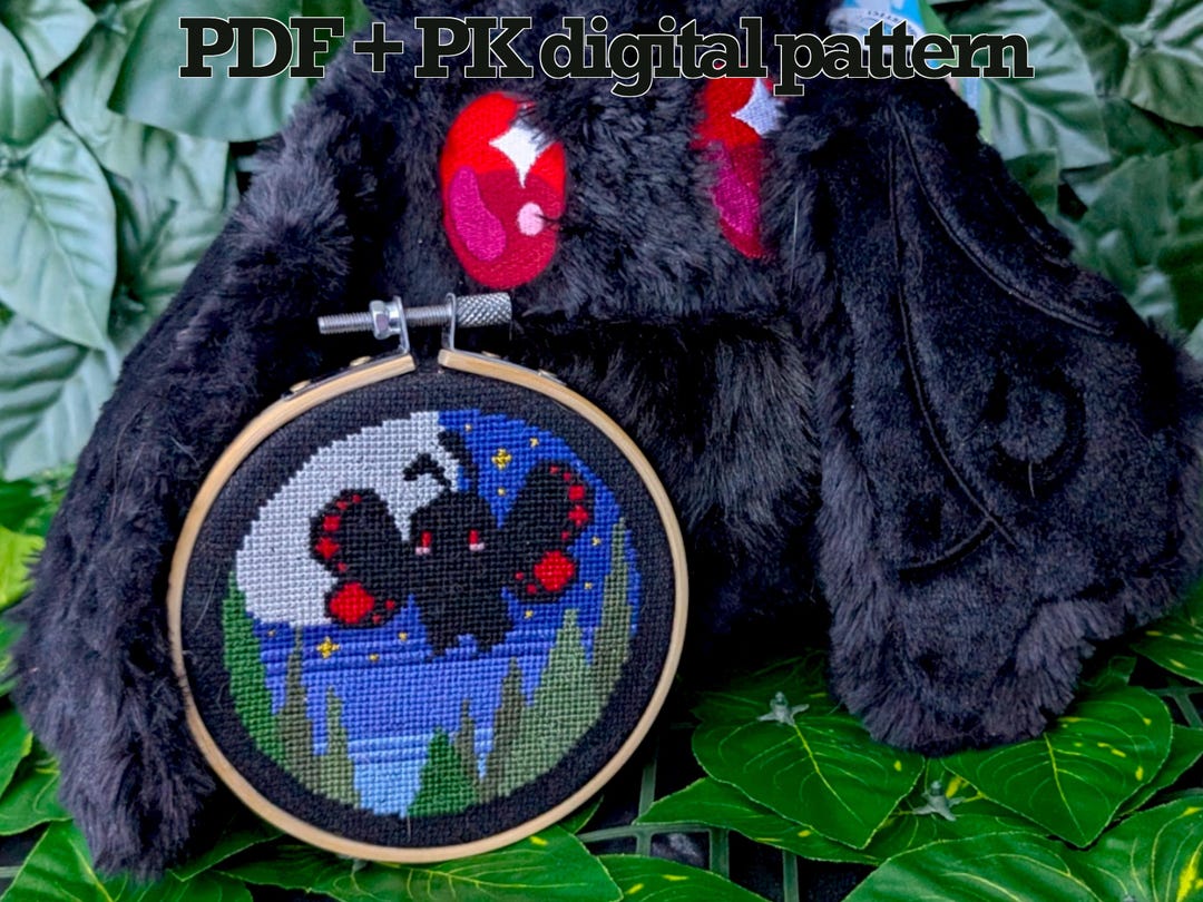 Tiny Cryptid Mothman Cross-stitch Pattern Digital PDF Adorable Cute ...
