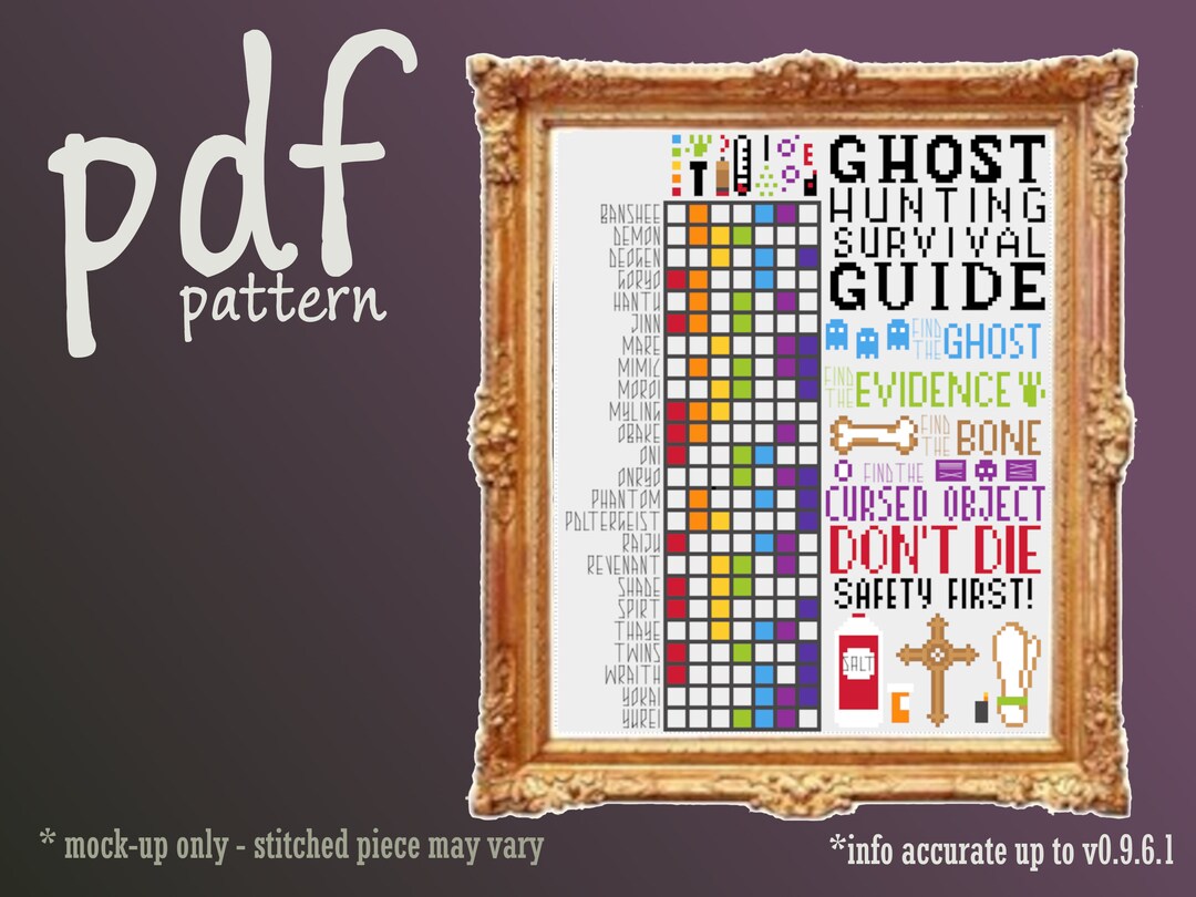 Phasmophobia Ghost Hunting Guide Evidence Chart Cross Stitch PDF ...