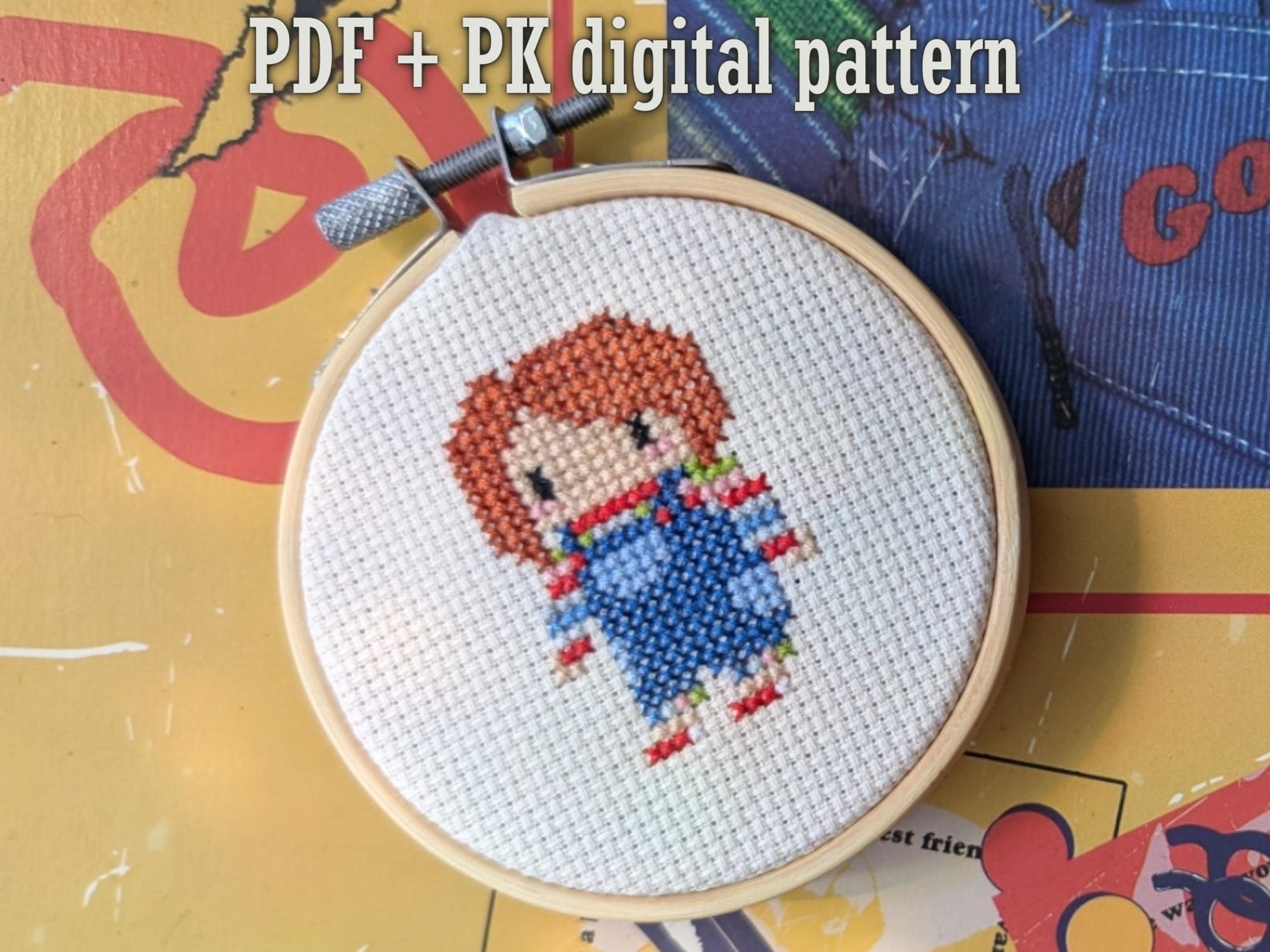 Possessed Killer Doll Tiny Horror Cross-stitch Pattern Digital B&W or ...