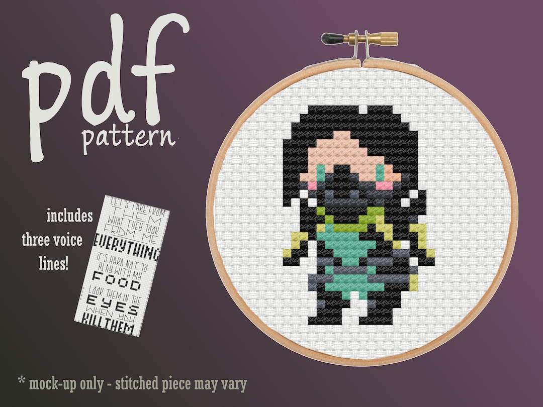 Valorant Agent Viper Video Game Sprite Cross-stitch Pattern Digital B&W ...