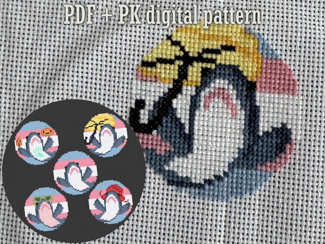 A Blahaj for All Seasons Trans Icon Shark Plushie Cross Stitch Digital ...