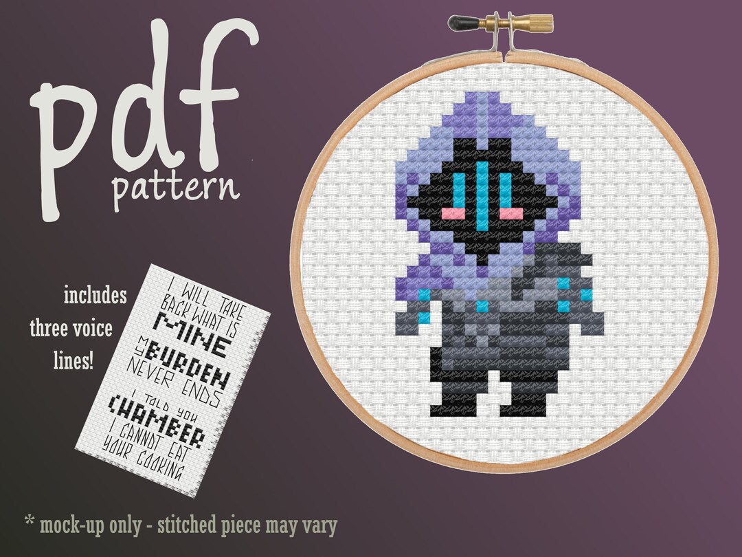 Valorant Agent Omen Video Game Sprite Cross-stitch Pattern Digital B&W ...