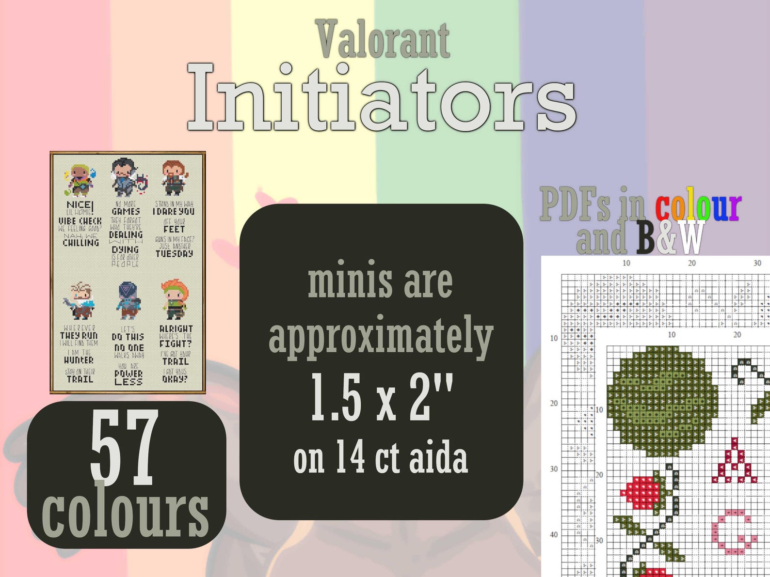Valorant Mini Agents All Initiator Bundle Cross-stitch Digital PDF ...