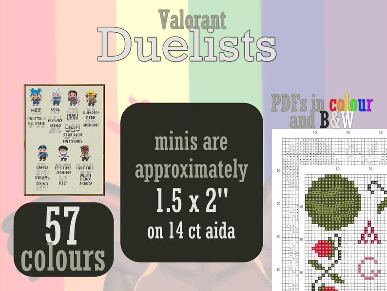 Valorant Mini Agents All Duelist Bundle Cross-stitch Digital PDF ...