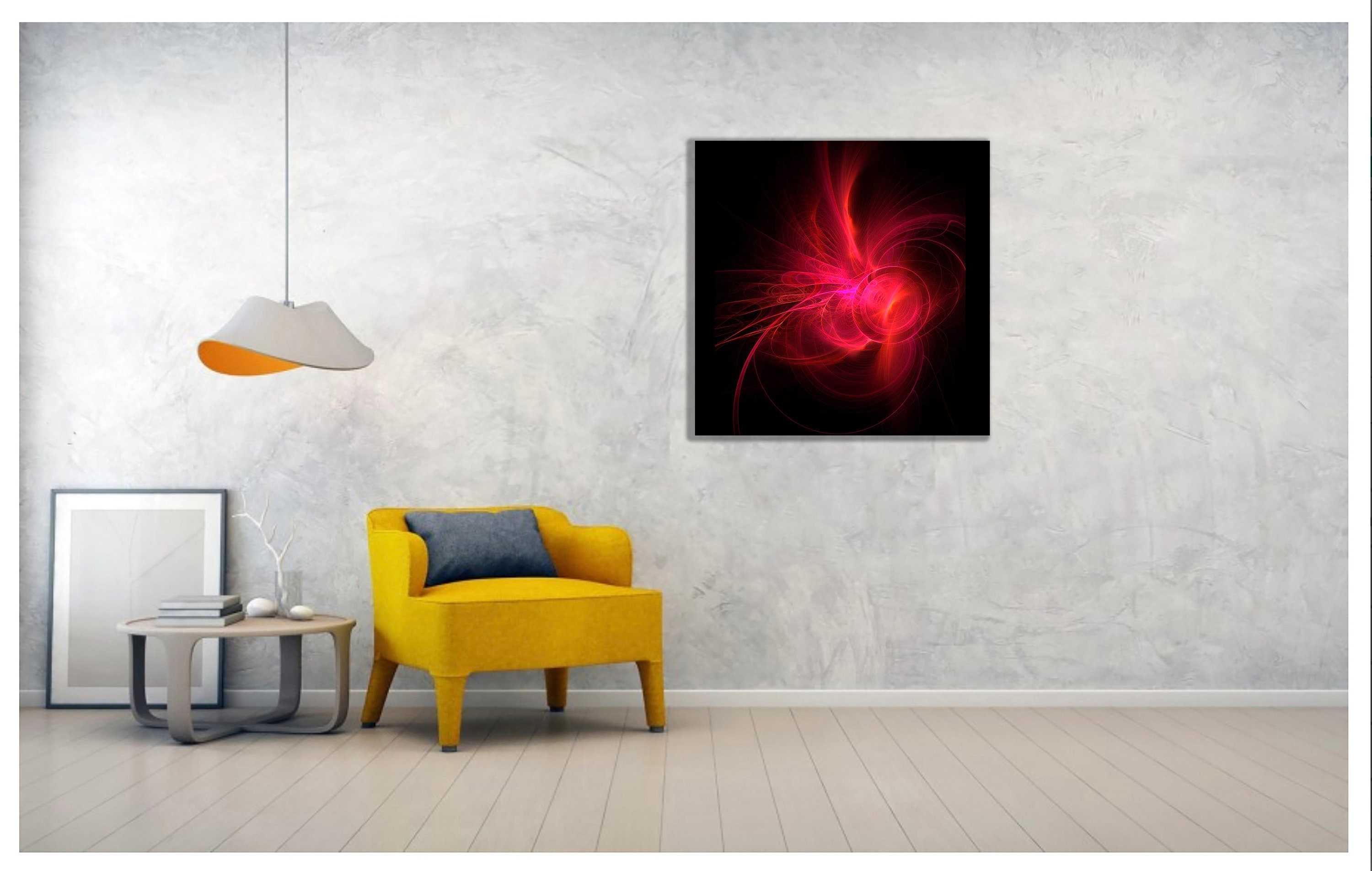 Abstract Red Planet Space Wall Art Print on the Black, Abstract Wall ...