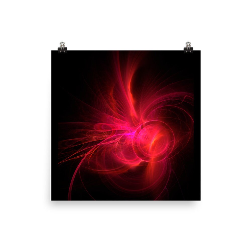 Abstract Red Planet Space Wall Art Print on the Black, Abstract Wall ...