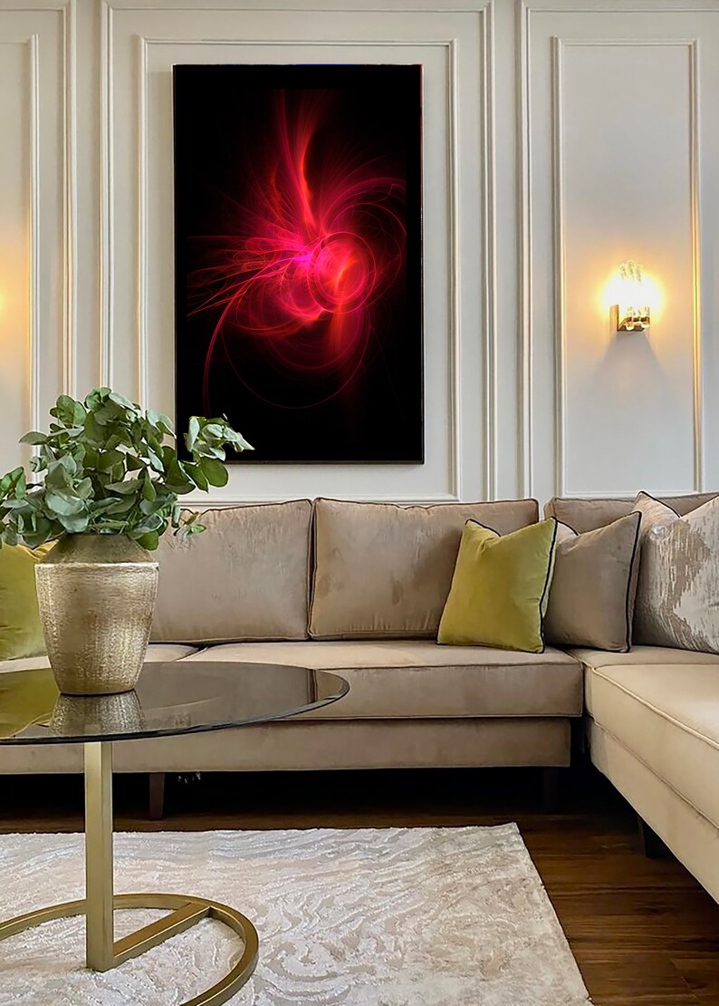 Abstract Red Planet Space Wall Art Print on the Black, Abstract Wall ...