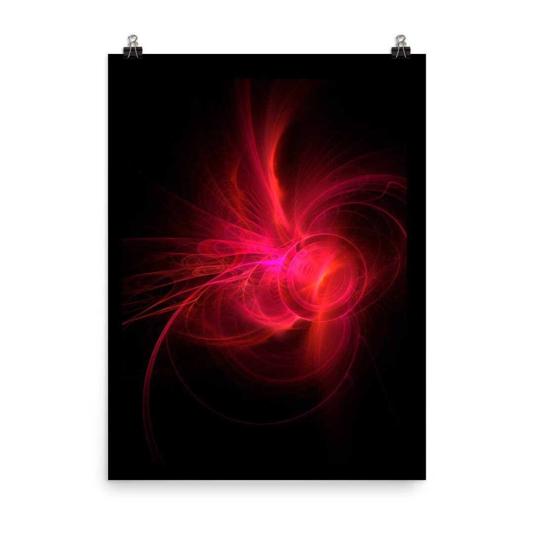 Abstract Red Planet Space Wall Art Print on the Black, Abstract Wall ...