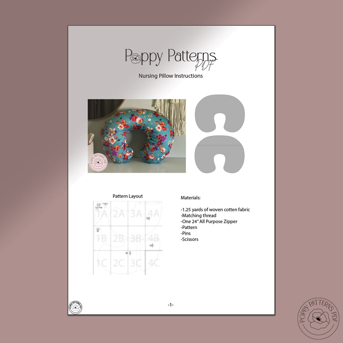 Nursing Pillow Cover PDF Sewing Pattern |US Letter Size & A4 | Digital ...