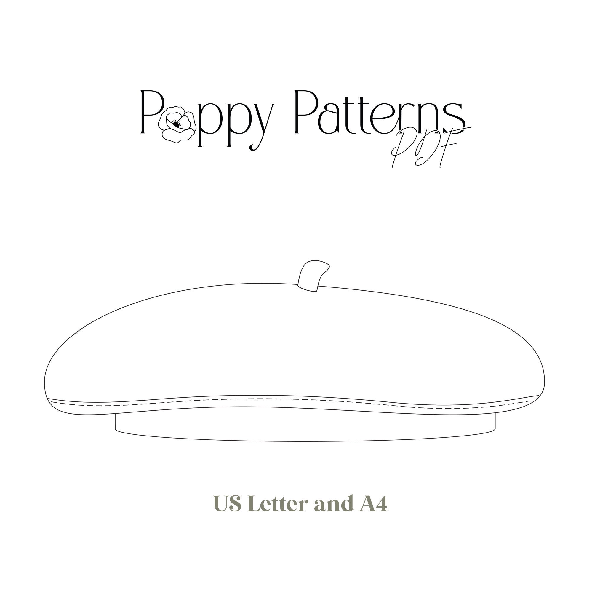 Kid's Beret Hat PDF Sewing Pattern | US Letter Size and A4 | Digital ...