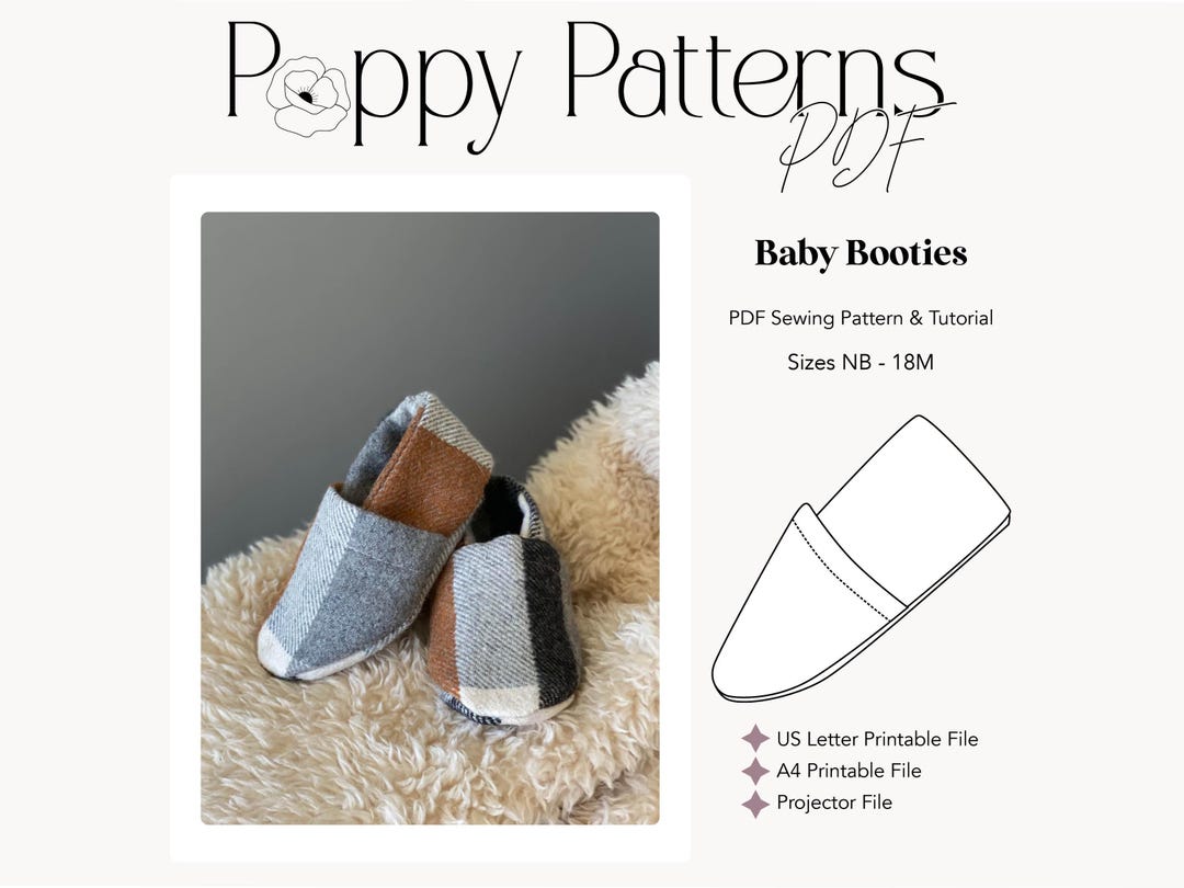 Baby Bootie Sewing Pattern: 0-18 Months (PDF Pattern, US Letter/a4 ...