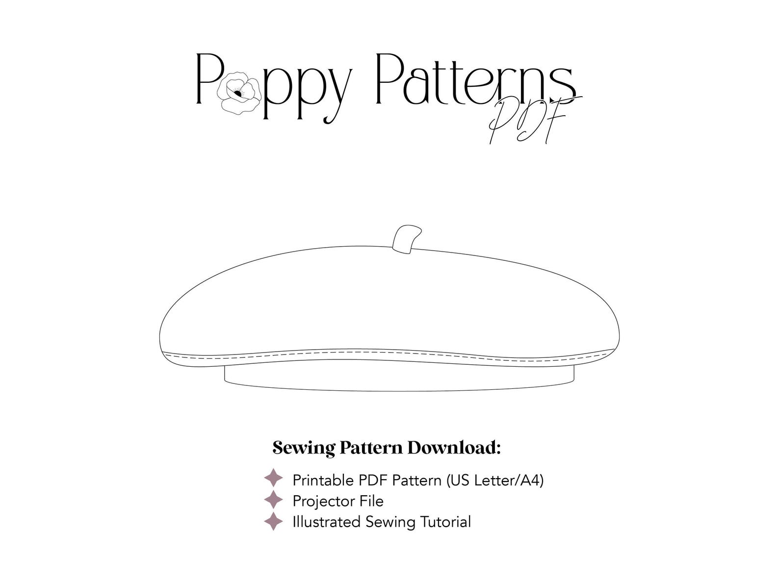 Kid's Beret Hat PDF Sewing Pattern | US Letter Size | A4 | Projector ...