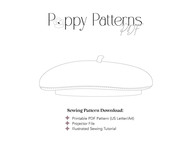 Kid's Beret Hat PDF Sewing Pattern | US Letter Size | A4 | Projector ...