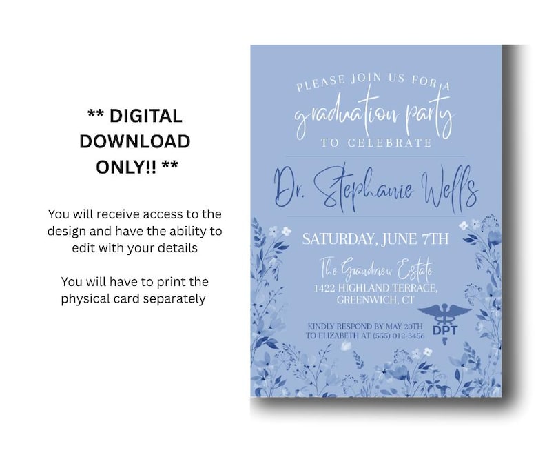 Editable Physical Therapy Graduation Invitation Template (medicine ...