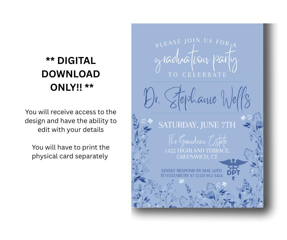 Editable Physical Therapy Graduation Invitation Template (medicine ...
