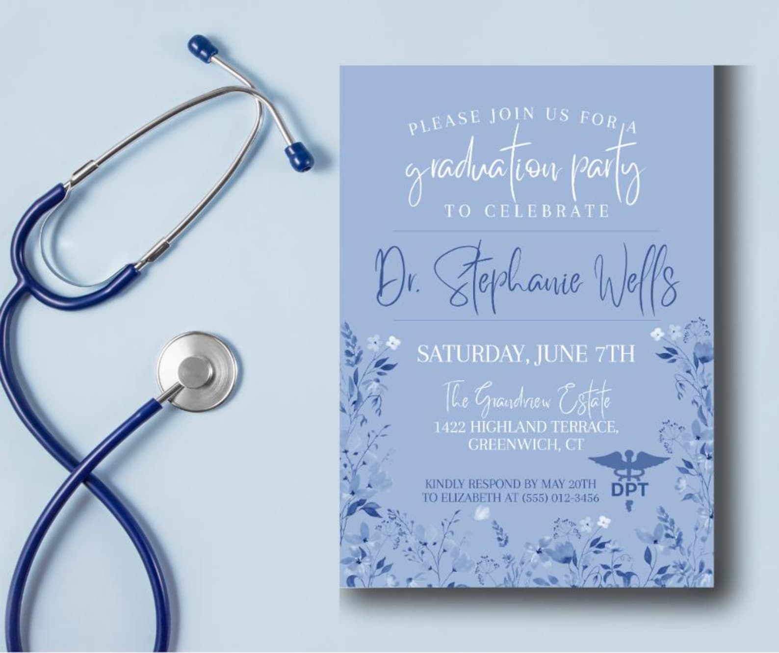 Editable Physical Therapy Graduation Invitation Template (medicine ...
