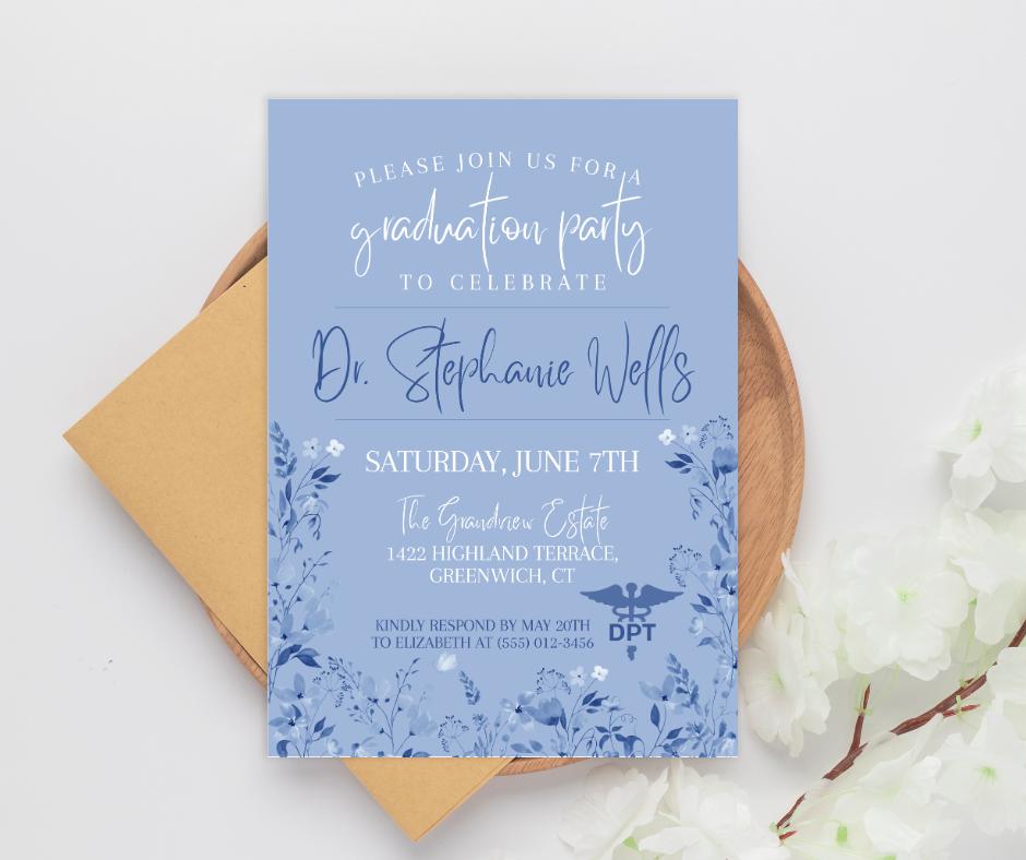 Editable Physical Therapy Graduation Invitation Template (medicine ...