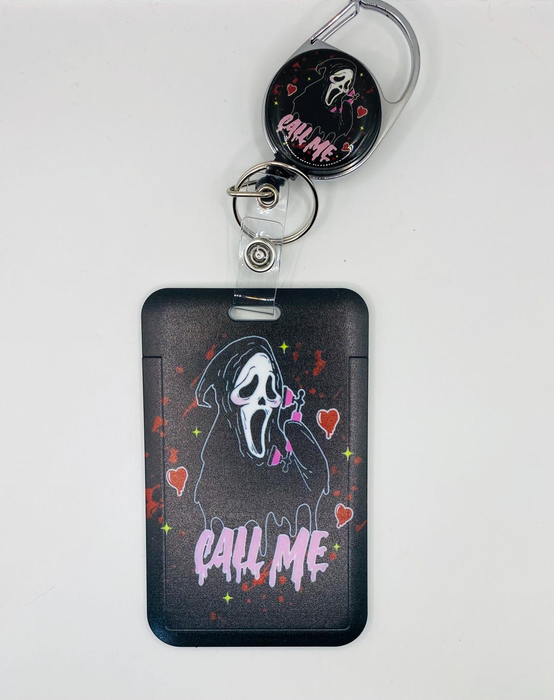 ID Card Holder Key Tag - Black Ghostface - Etsy