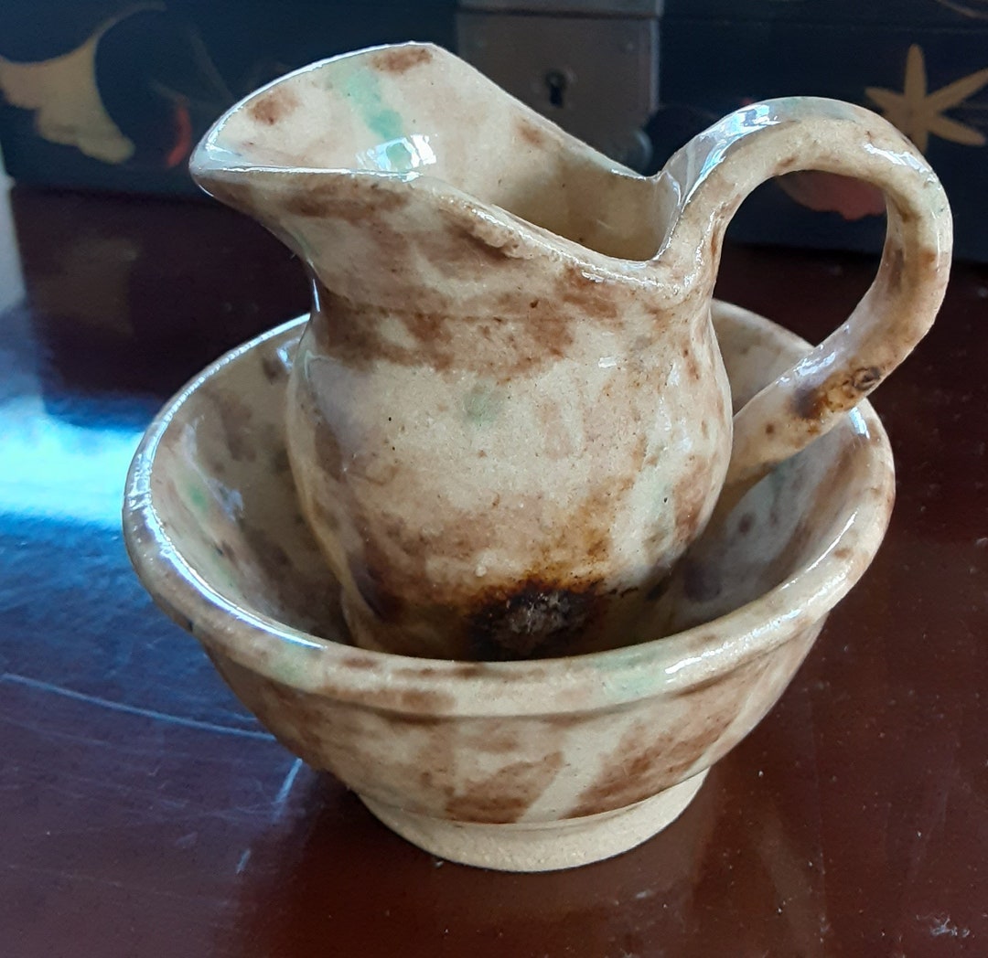 Miniature Yellow Ware Pitcher and Basin bowl Set - Etsy