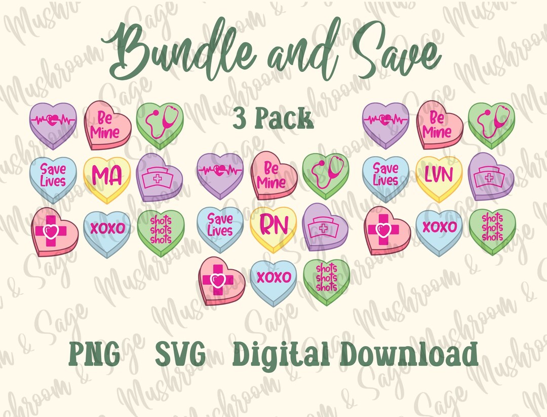 Conversation Hearts Valentine's Day Digital Download,nurse Valentines ...