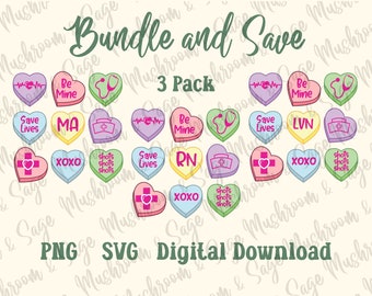 Valentines Day Conversation Hearts Nurse PNG - Etsy