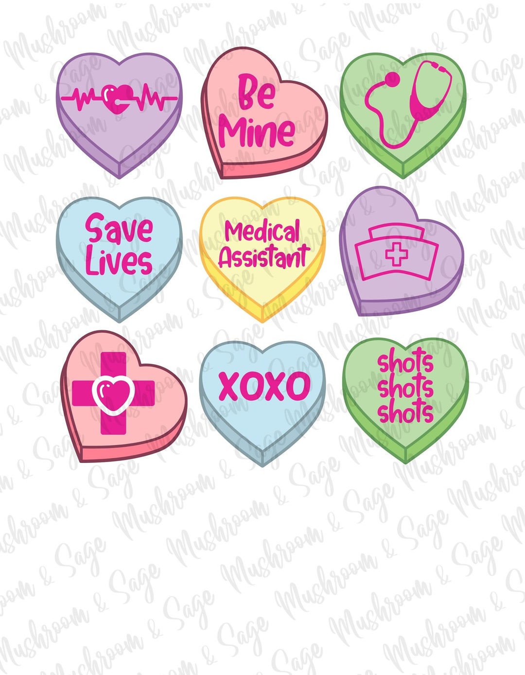 Conversation Hearts Valentine's Day Digital Download,medical Assistant ...