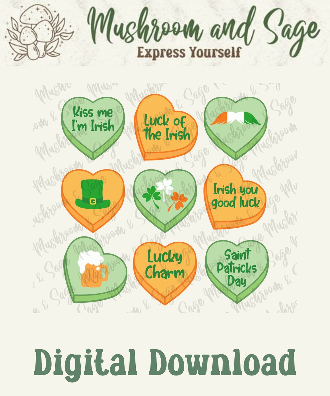 St. Patrick's Day Conversation Heart Digital Download,shamrock PNG Svg ...