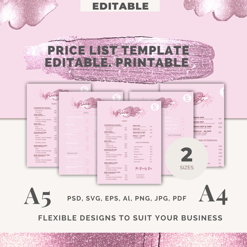 PRICE LIST Template Editable. Printable Pri Sheet, Price Guide, Hair ...