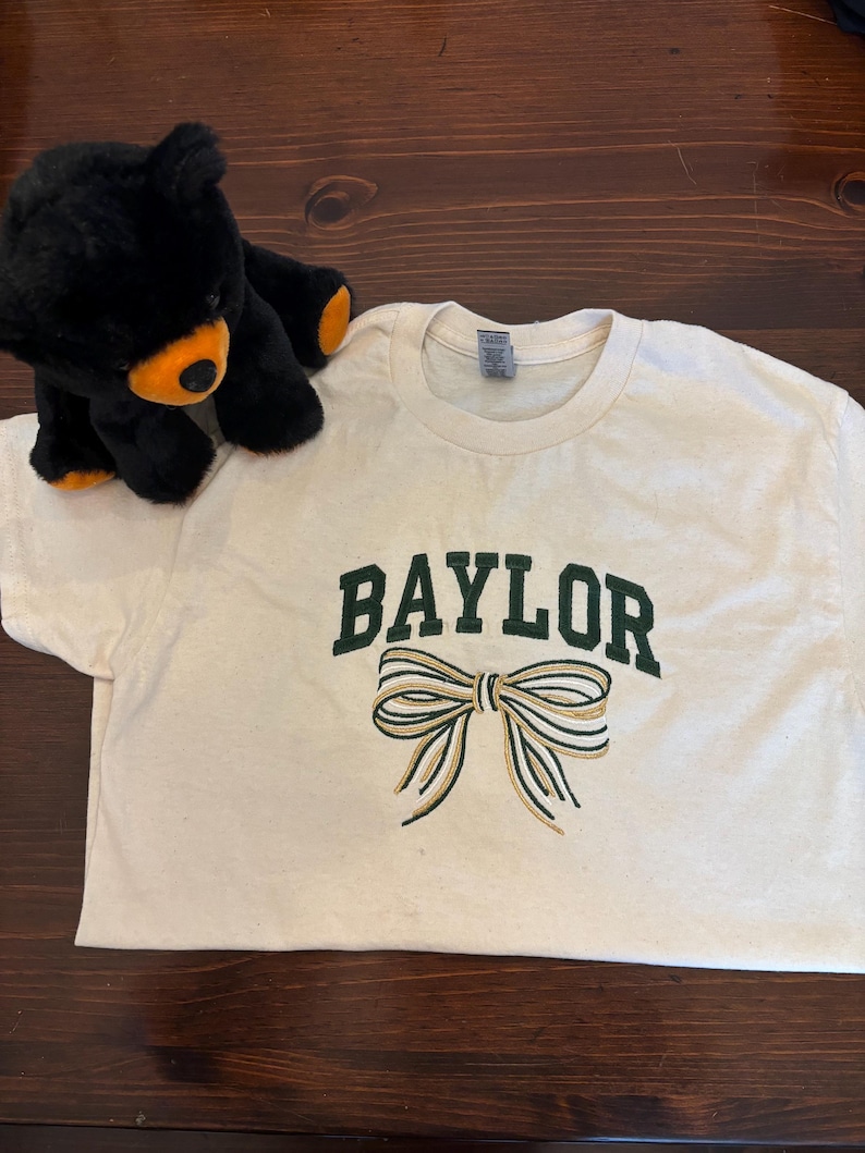 Embroidered Bow T-shirt - Baylor - Etsy