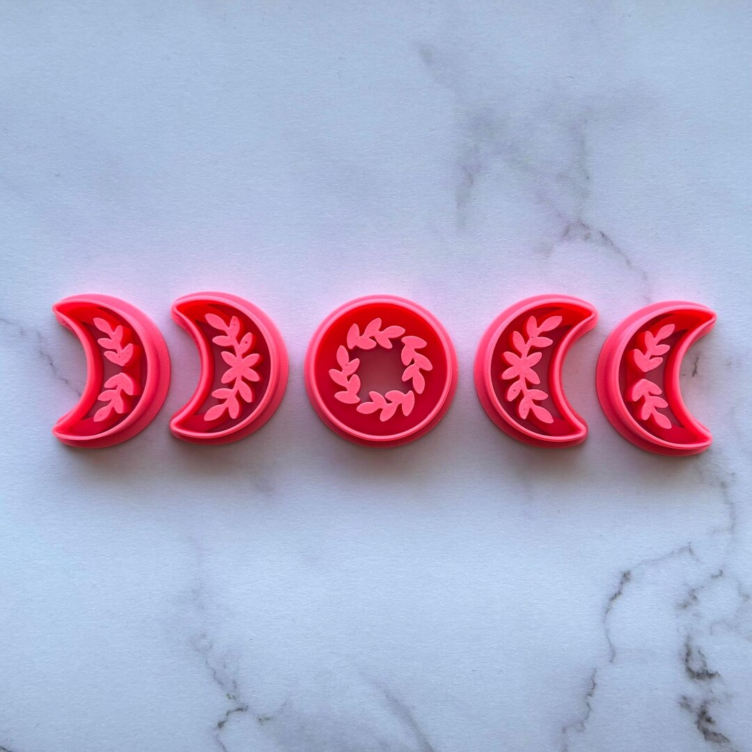 Polymer Clay | Clay Cutter - Leafy Moon Phases - Etsy