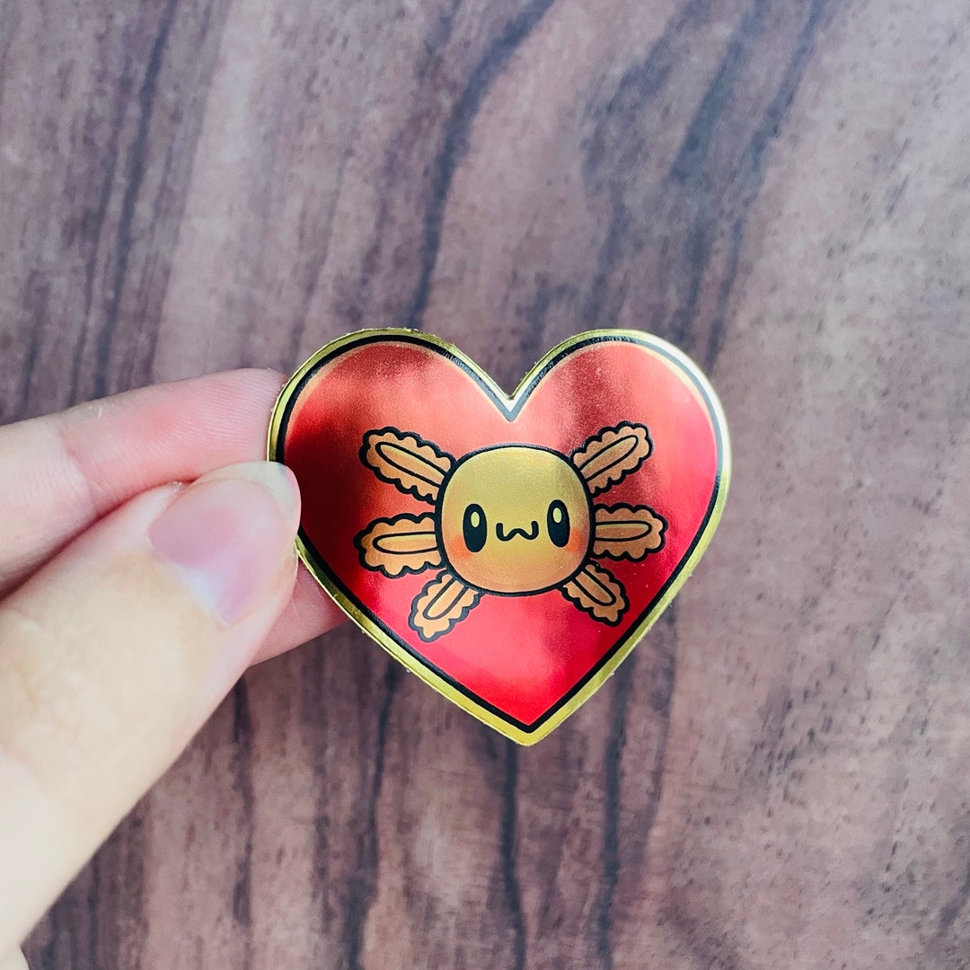 Ultra Shiny Gold Axolotl Heart Sticker - Etsy