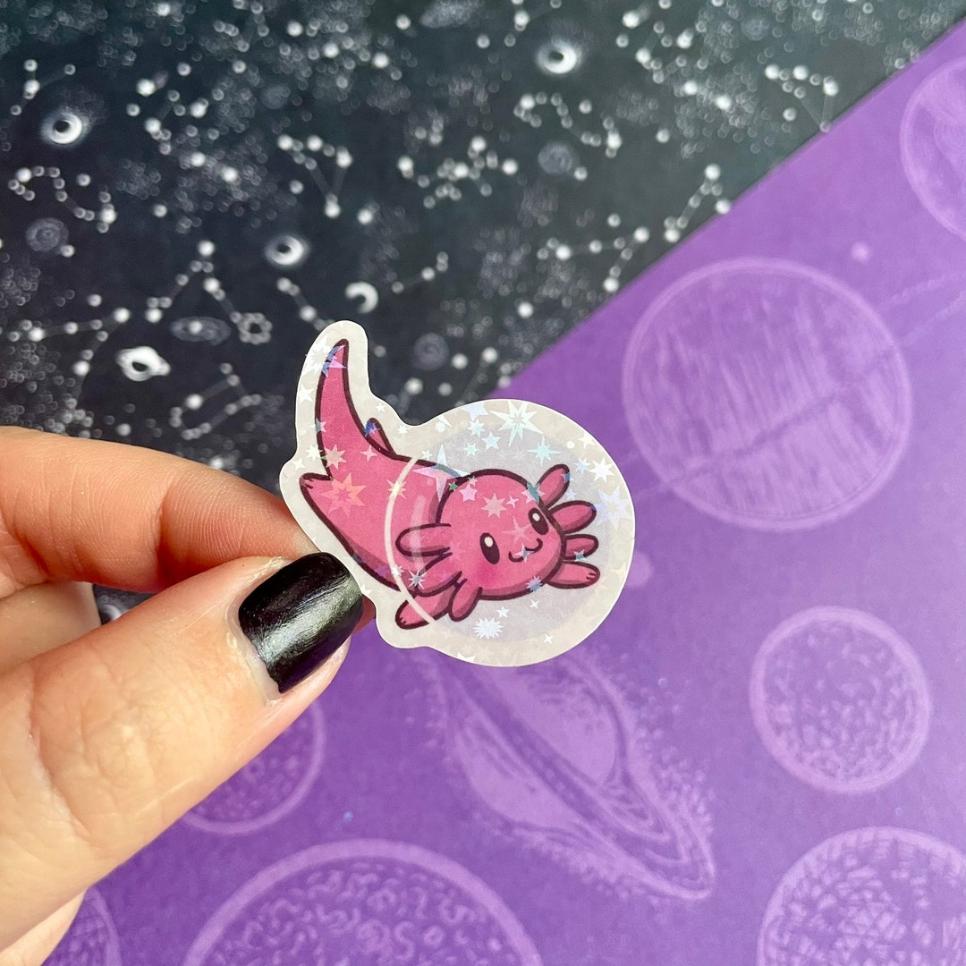 Star Holographic Axolotl Space Sticker - Etsy
