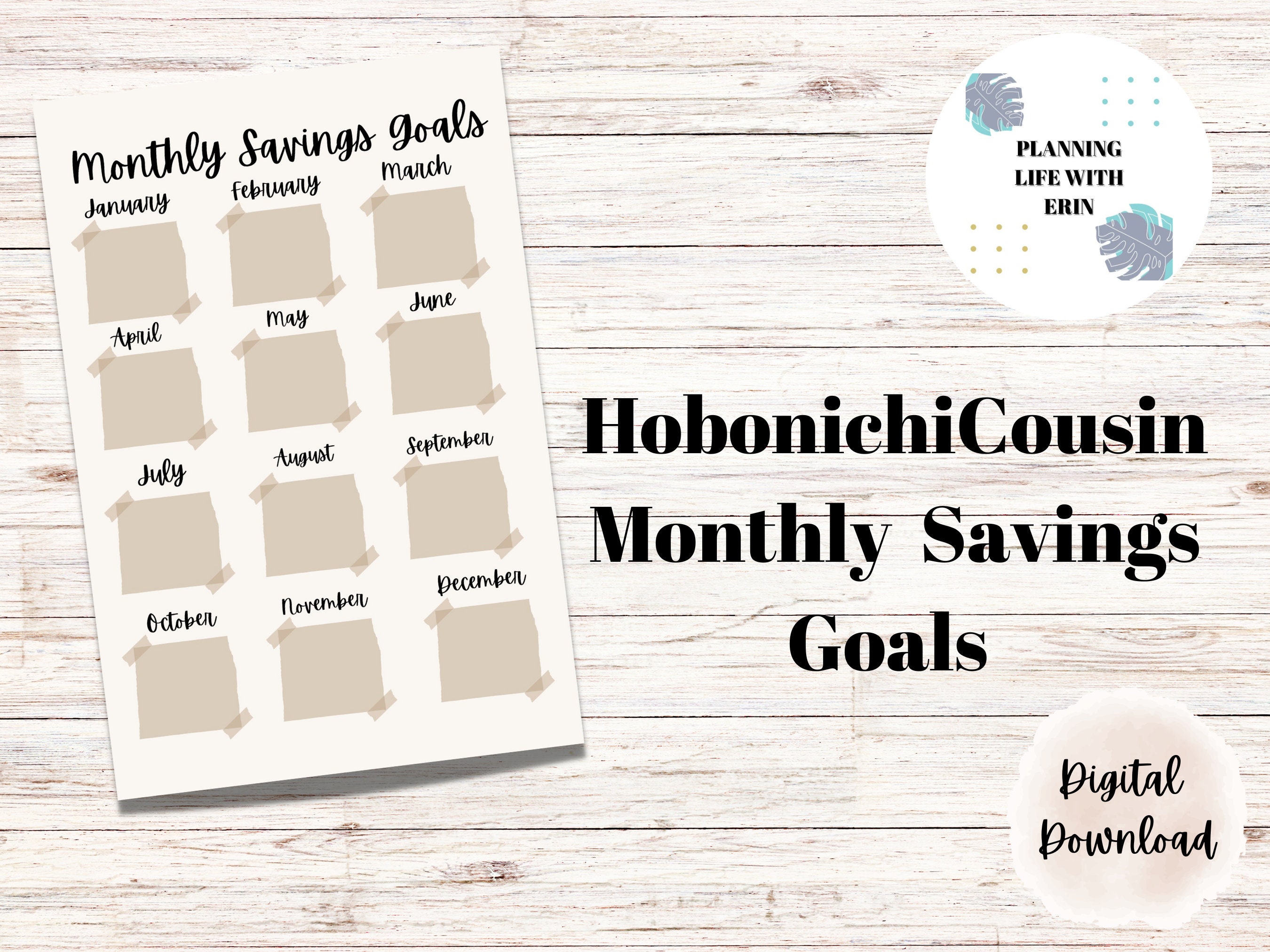 Hobonichi Cousin Savings Goals Tracker | Monthly Goals | A5 | Digital ...