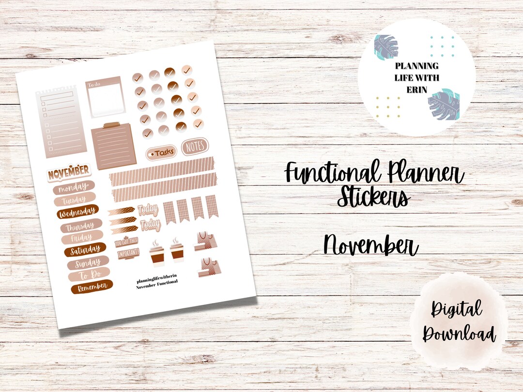 November Functional Sticker Sheet | Planner Stickers | Digital Sticker ...