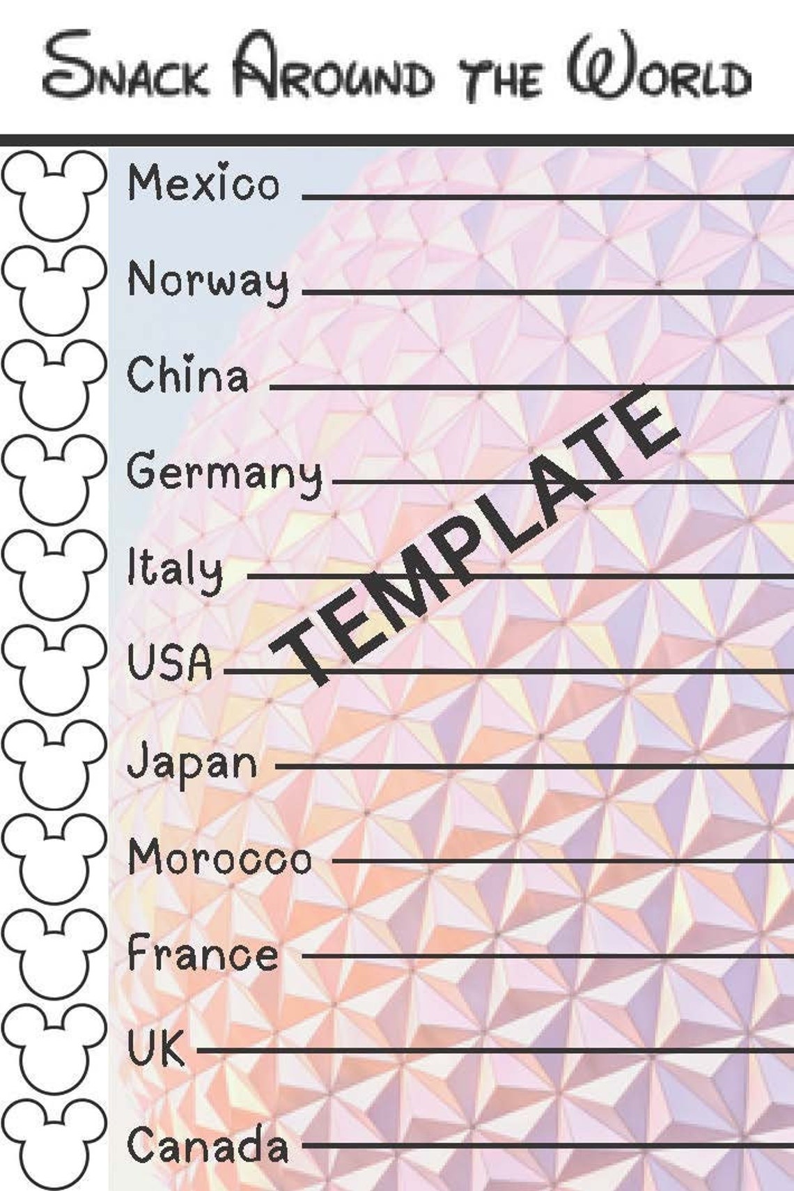 Snack Around the World Passport Template, Printable, Download - Etsy