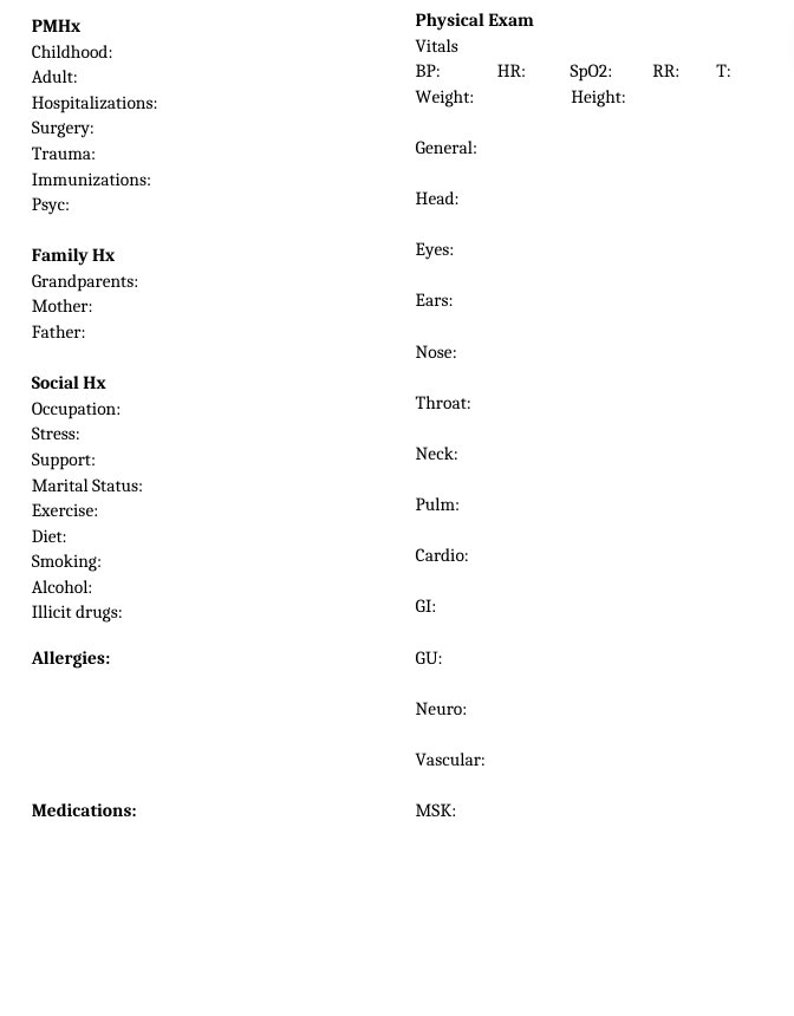 SOAP Note Template for Medical School, Nursing School, Physician School ...
